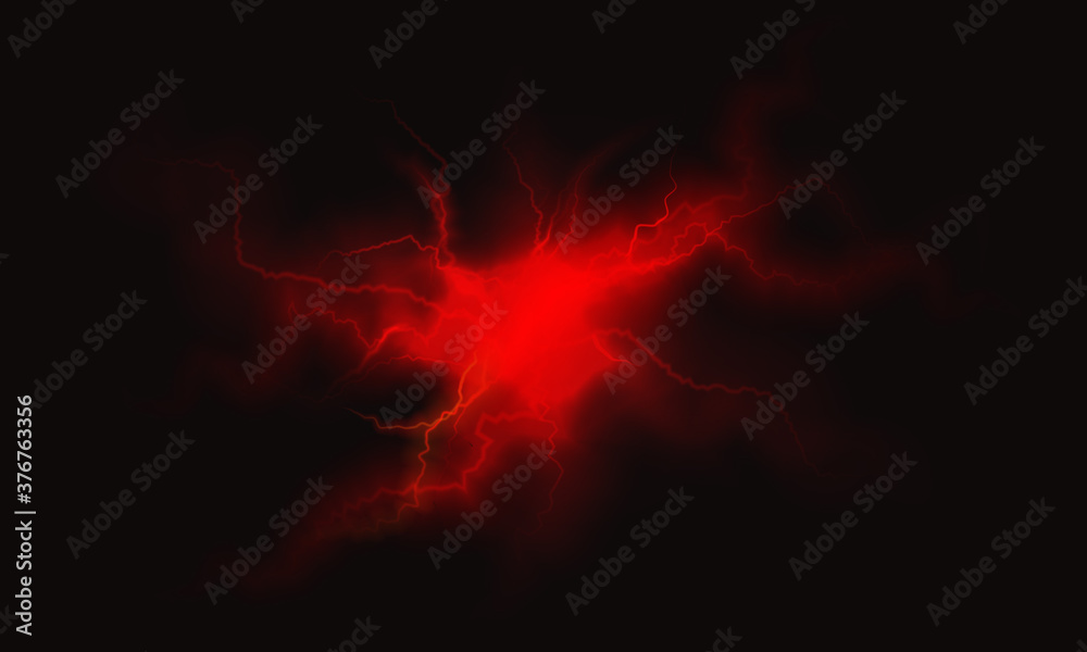 Heat lighting. High voltage energy. Electric red discharge, flash ...