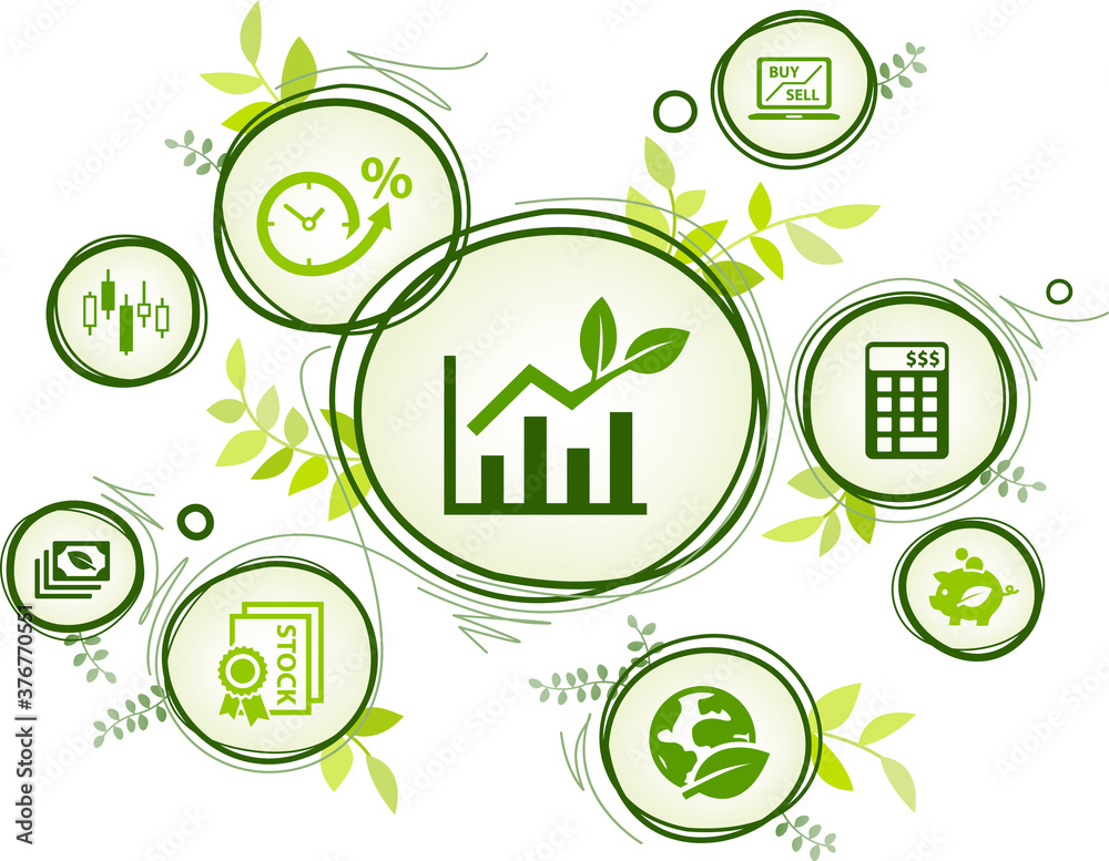 sustainable investing vector illustration. Concept with icons related ...