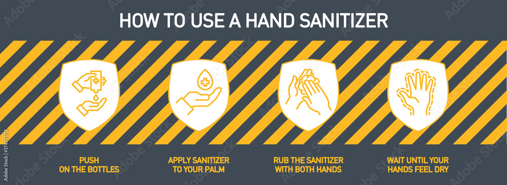 Infographic illustration of How to use hand sanitizer properly ...