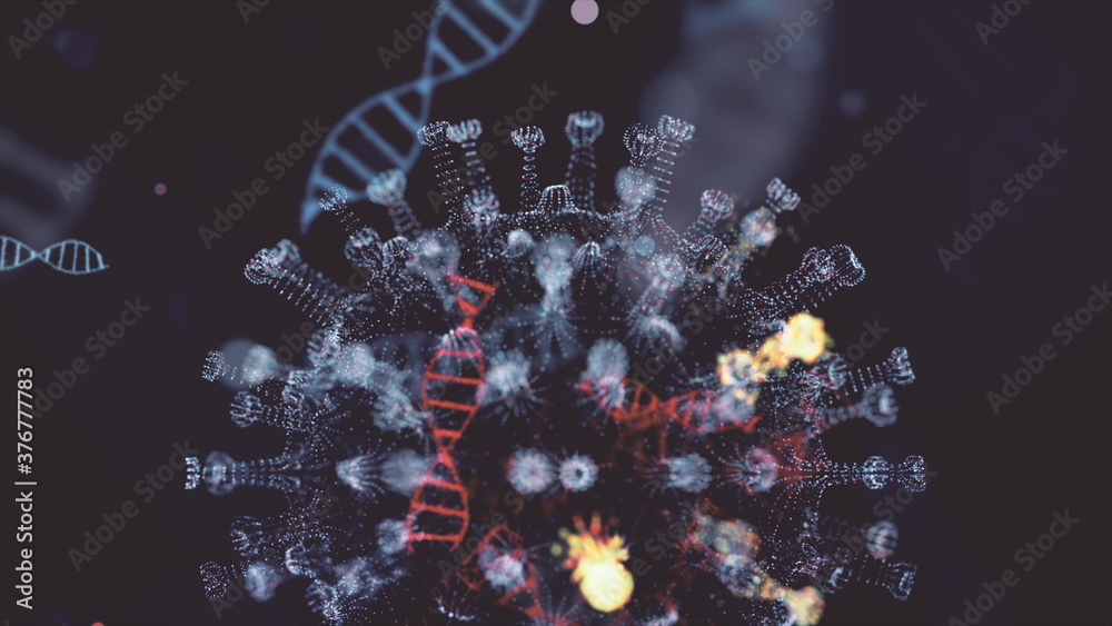 Virus And Bacteria Under Electron Microscope. Viral Epidemic Disease ...