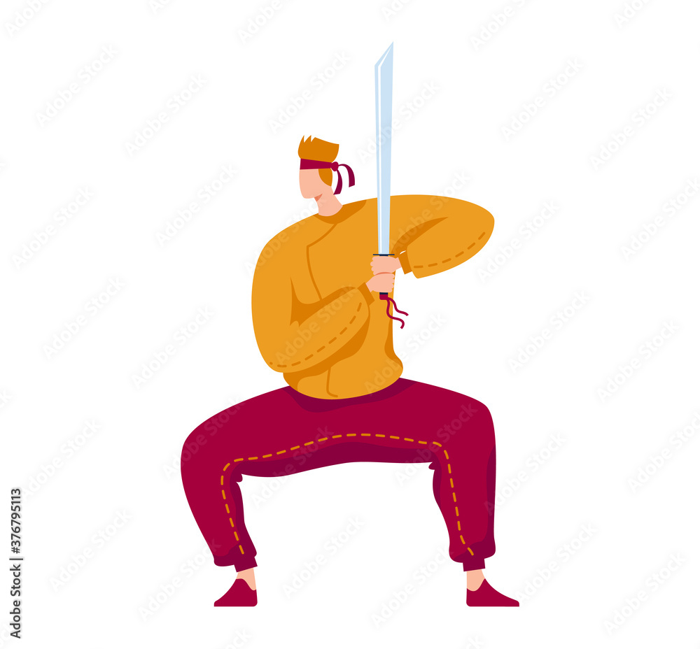 Martial art, samurai professional fighter, katana combat, traditional ...