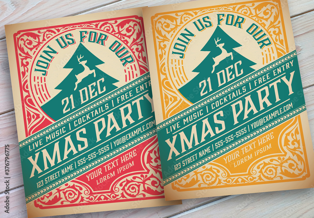 Christmas Event Poster Layout Stock Template | Adobe Stock