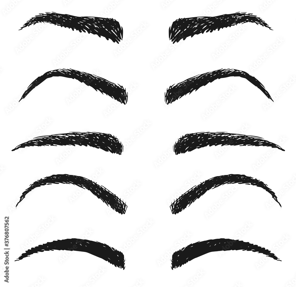 Vetor do Stock: Eyebrow sketch. Fashion woman brow different form ...