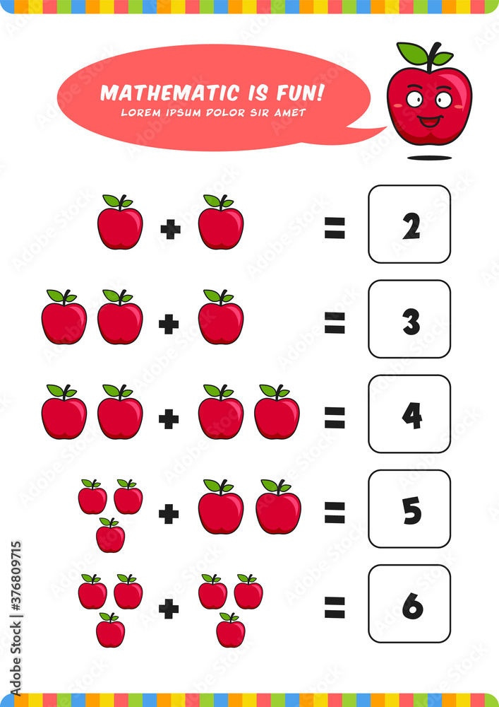 preschool addition mathematics learn worksheet activity template with ...