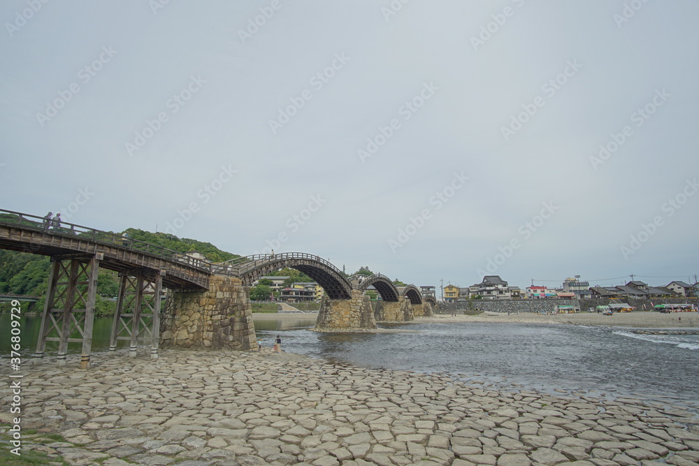 Kintai-kyo Bridge in a wooden arch bridge in Iwakuni, Yamaguchi, Japan ...