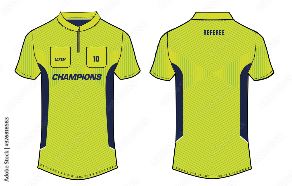 Sports referee t-shirt jersey design template, mock up uniform kit with ...