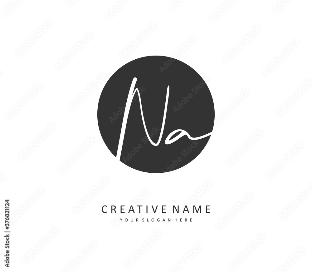 N A NA Initial letter handwriting and signature logo. A concept ...