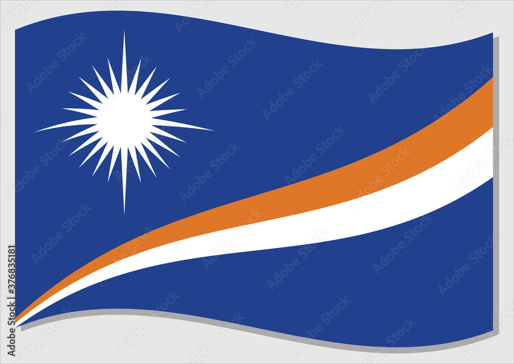 Waving flag of Marshall Islands vector graphic. Waving Marshallese flag ...