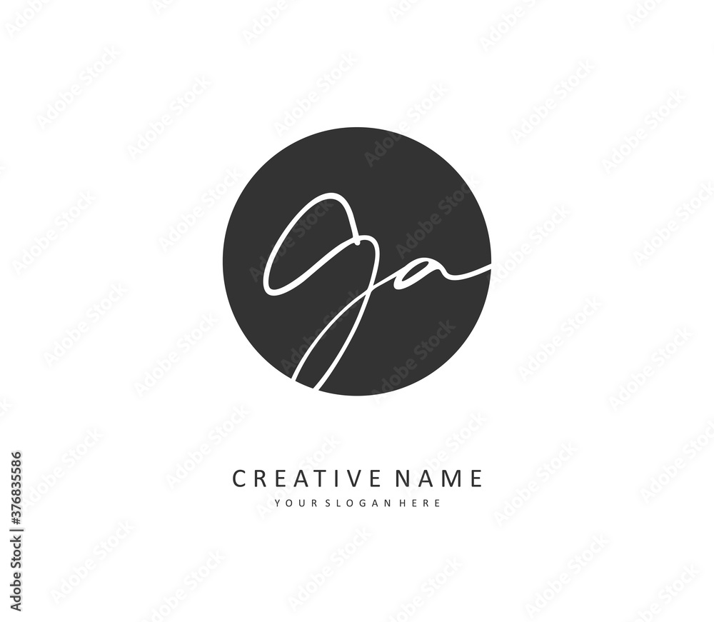 G A GA Initial letter handwriting and signature logo. A concept ...
