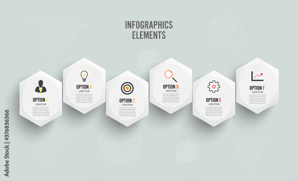 Vector infographic template with 3D paper label, integrated circles ...