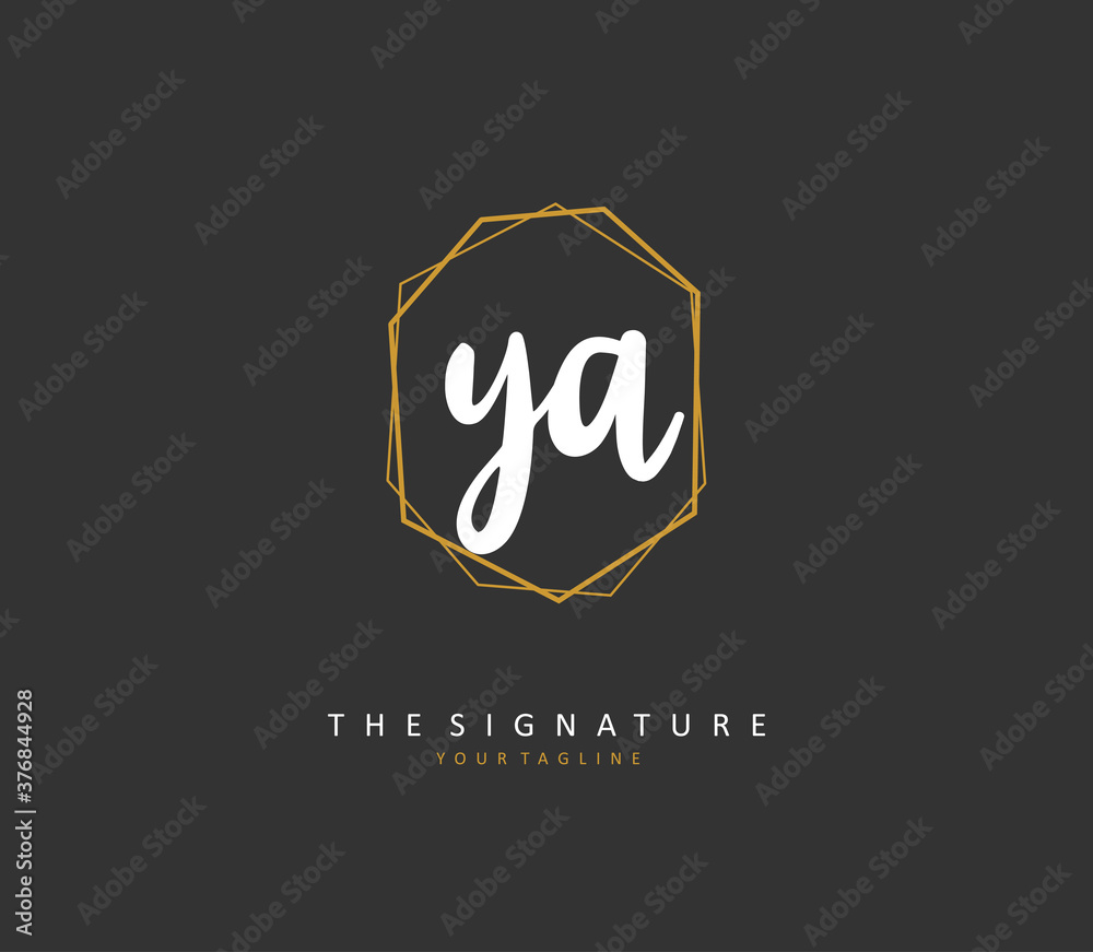 YA Initial letter handwriting and signature logo. A concept handwriting ...
