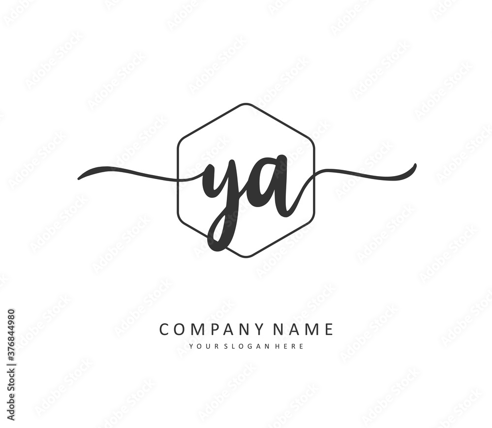 YA Initial letter handwriting and signature logo. A concept handwriting ...