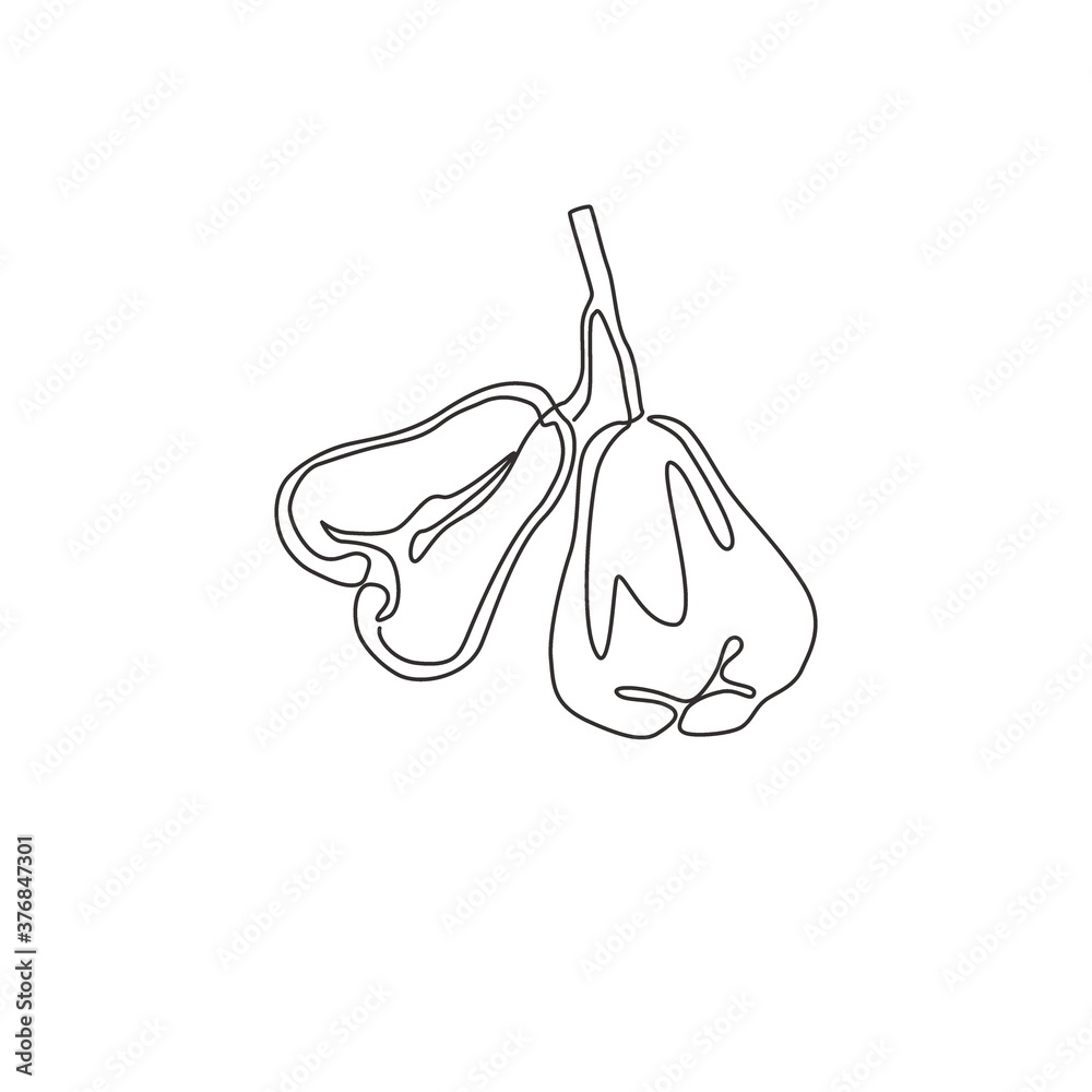 One continuous line drawing of whole healthy organic bell fruits for ...