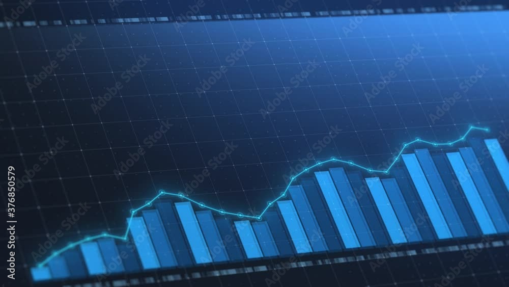 Growing or rising chart. 3D space. Business clip. Economics statistics ...