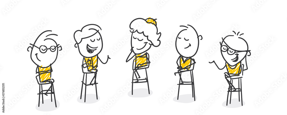 Strichfiguren / Strichmännchen: Diskussion, Talkshow, Debatte, Gespräch ...