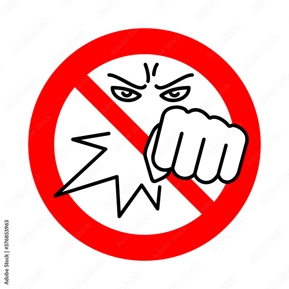 Stop violence - no aggression social protest sign - crossed out angry ...