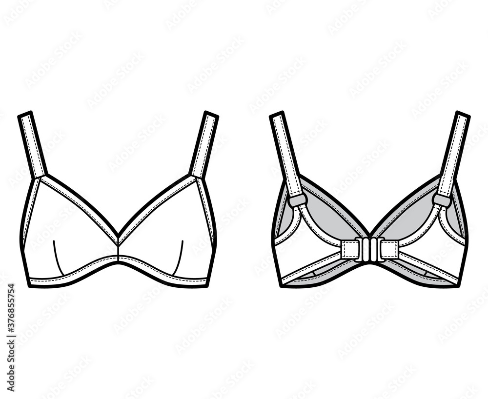 Bustier top bralette technical fashion illustration with adjustable ...
