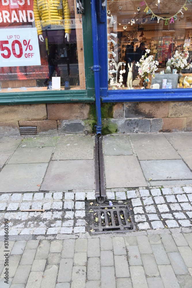 Cast iron rain or anover metal stormwater drainage system a downspout ...