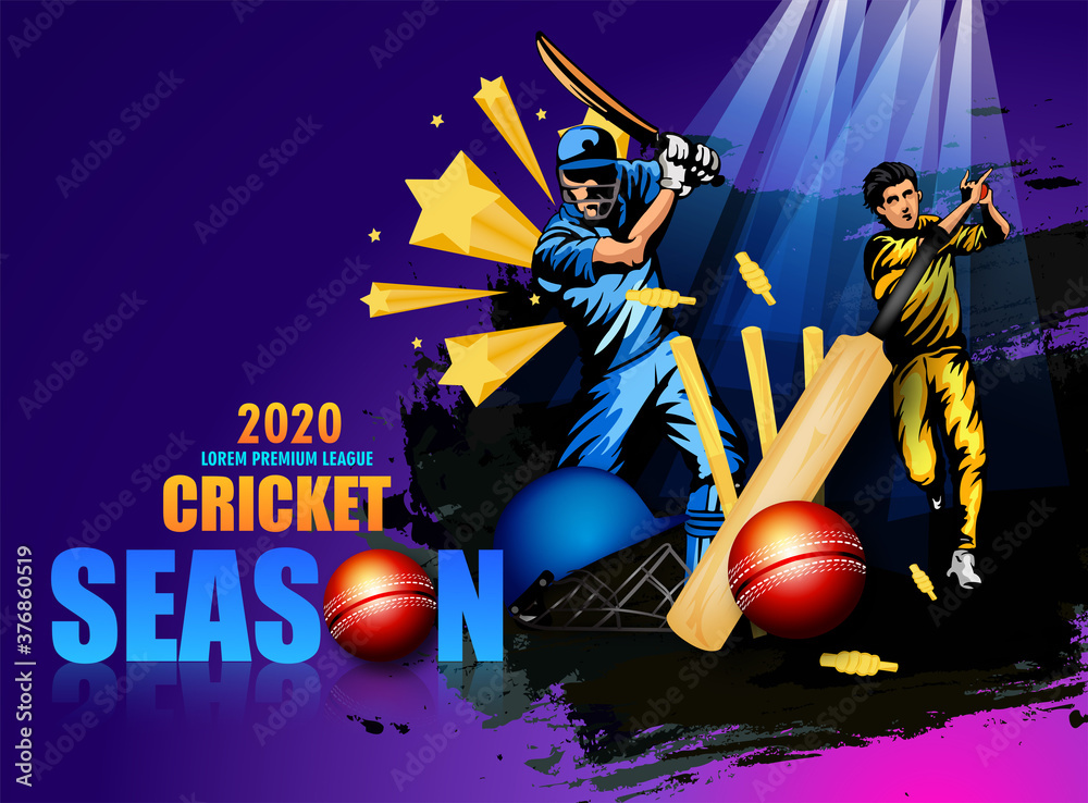 vector Illustration of cricket player ,Creative poster or banner design ...
