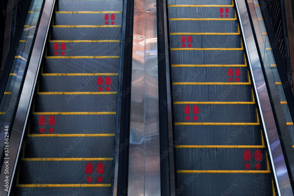 sticker foot print for keep social distancing symbol of new normal ...