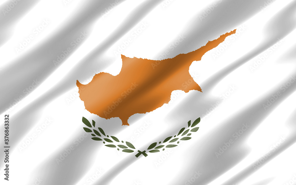 Silk wavy flag of Cyprus graphic. Wavy Cypriot flag illustration ...
