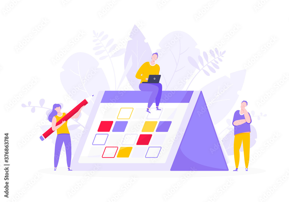 Calendar planning schedule business concept vector illustration. Tiny ...