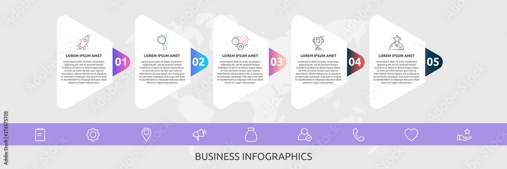 Infographics triangles with 5 steps, labels. Vector template uses for ...