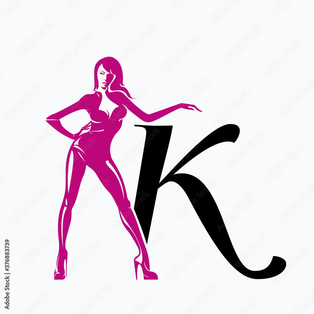 Beautiful Woman Silhouette And Letter Kgirl Power Messagefeminist Illustrationlatex Suitsexy