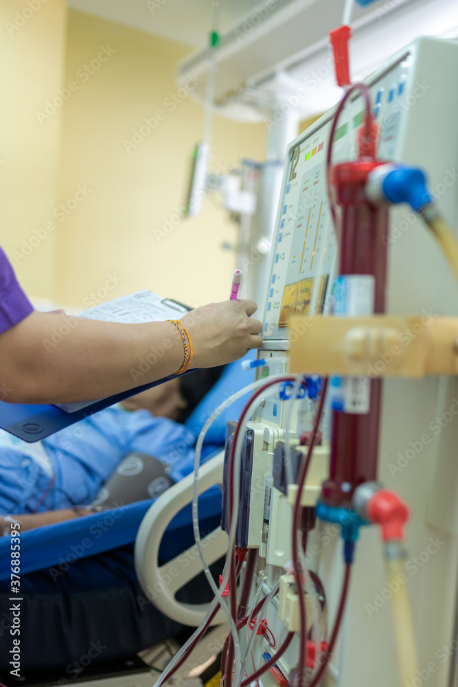 The specialist are checking continuous renal replacement therapy ...