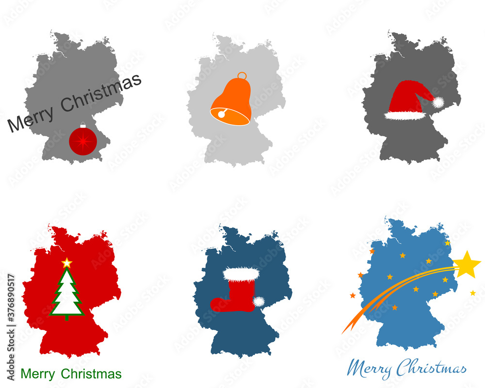 Karte von Deutschland mit Weihnachtssymbolen Stock Vector | Adobe Stock