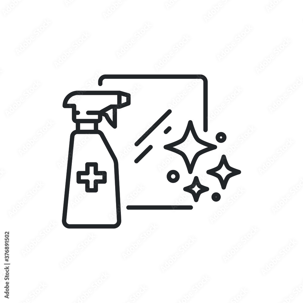 clean surface icon, easy cleaning, thin line symbol on white background ...