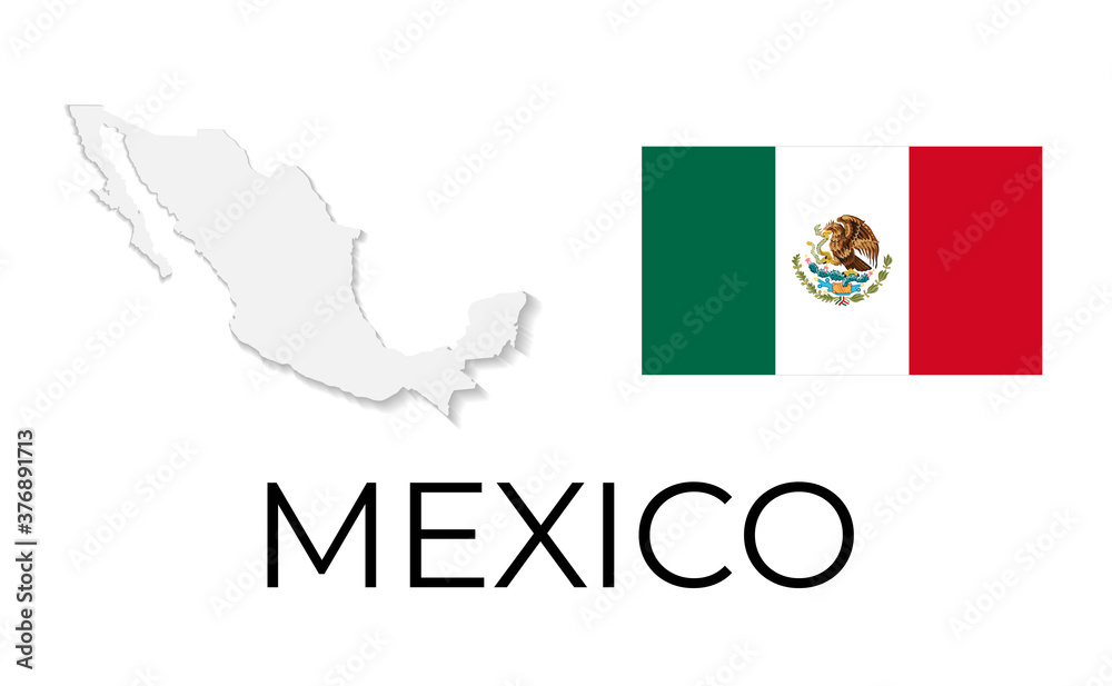 Vector of Mexico map with flag isolated on white background Stock ...