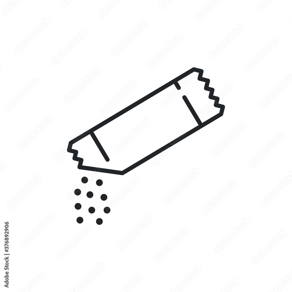 Packet soluble powder icon, open paper sachet, soluble medication, thin ...