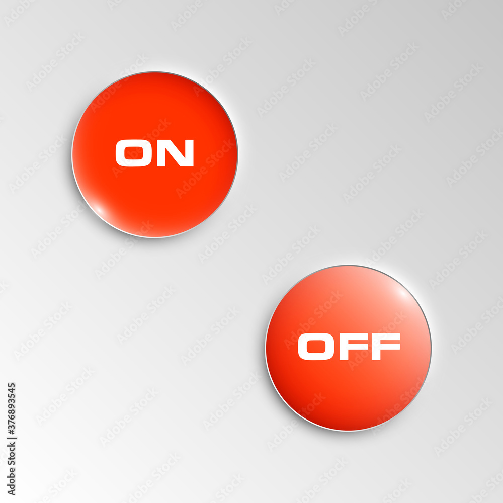 web round button with on and off text for website or app. Isolated bell ...