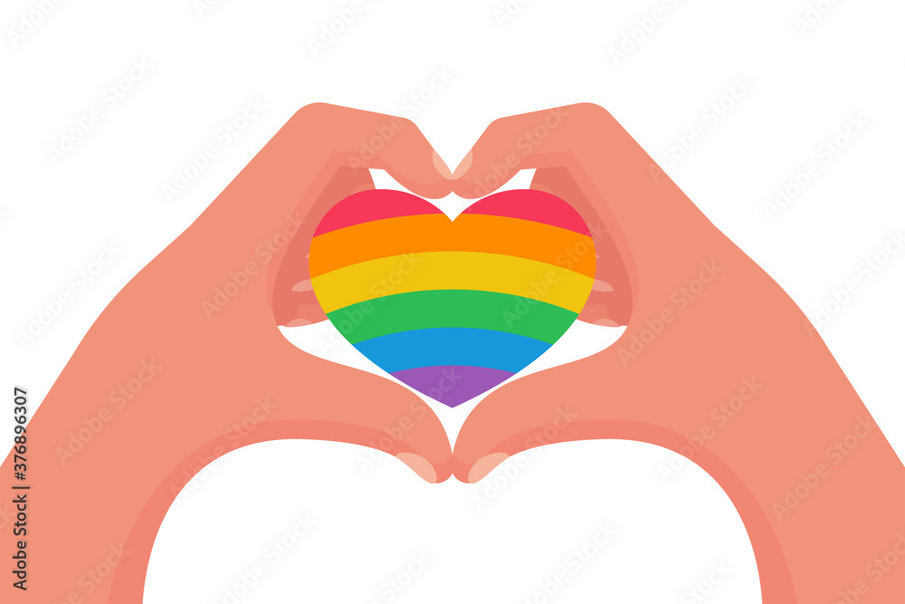 Vecteur Stock Gay Couple In Love Rainbow Colored Heart As A Symbol Of