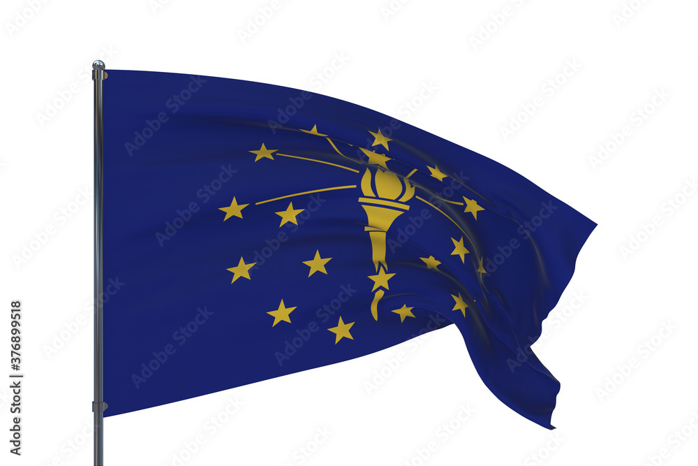 State of Indiana flag. 3D illustration, isolated on white, flags of the ...