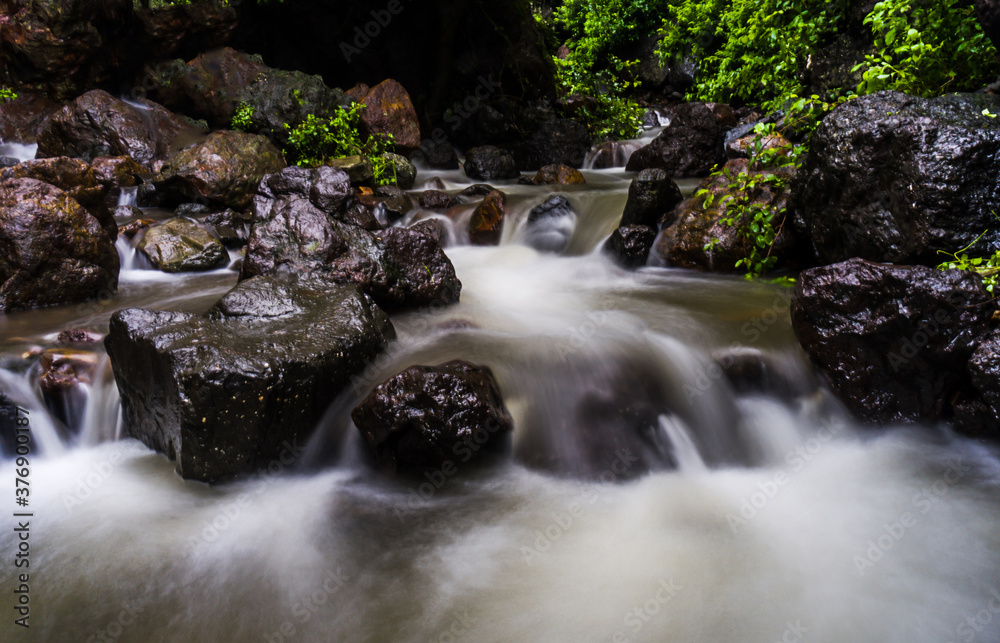 long exposure of waterfall. Khuneshwar Mahadev waterfall also known as ...