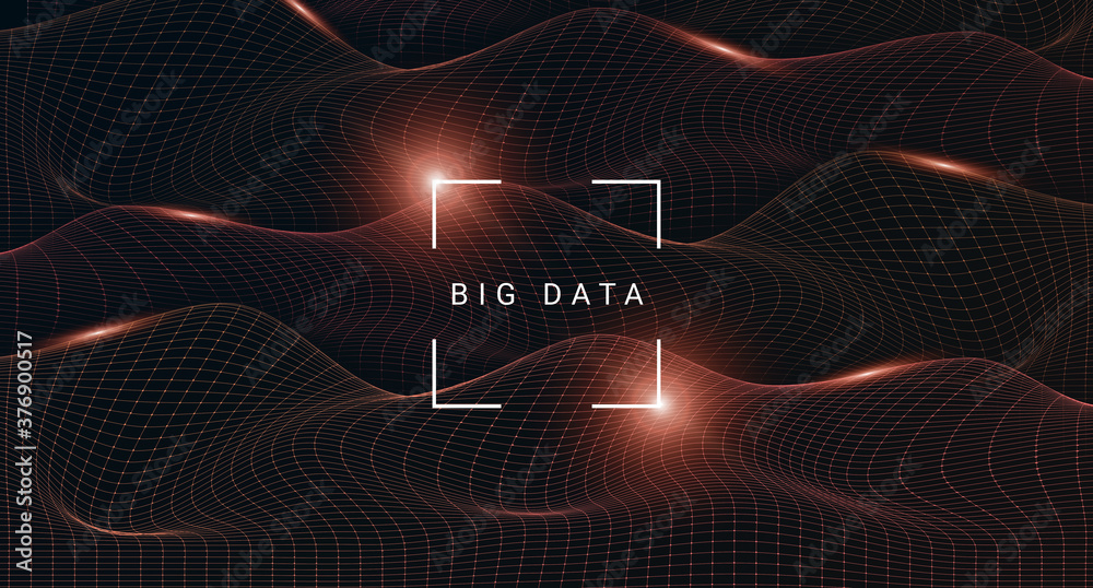 Big Data Technology Background With Abstract Mesh Waves, Futuristic ...