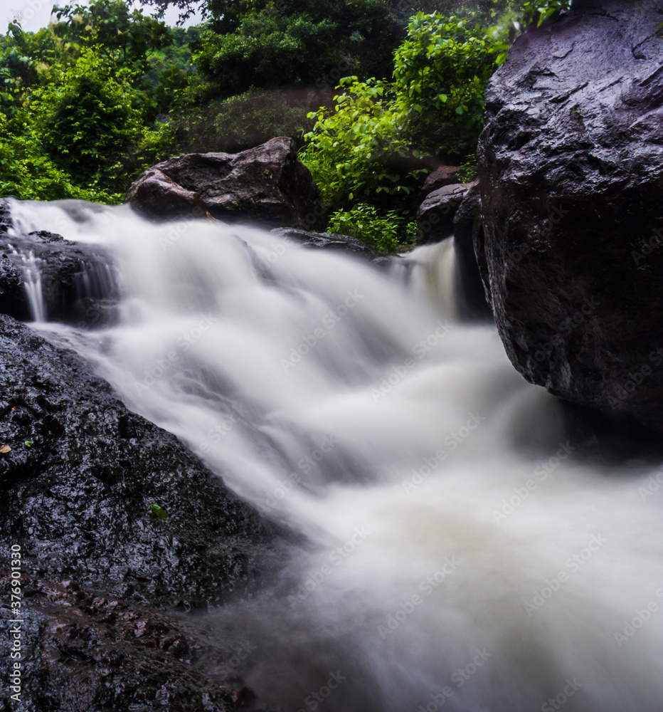 long exposure of waterfall. Khuneshwar Mahadev waterfall also known as ...