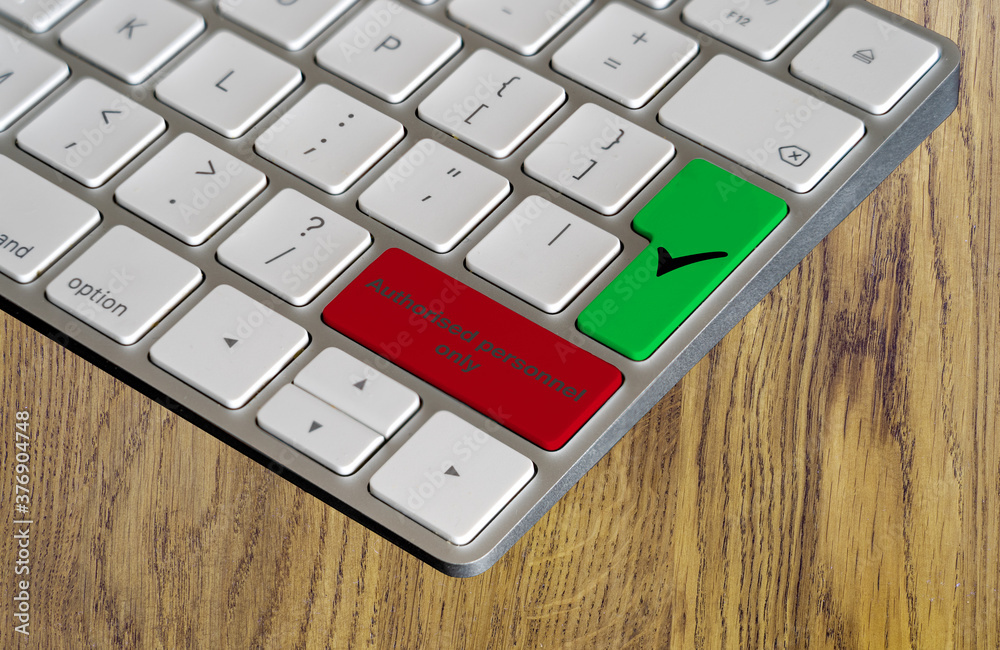 Computer keyboard shortcut keys in warning red color indicating ...