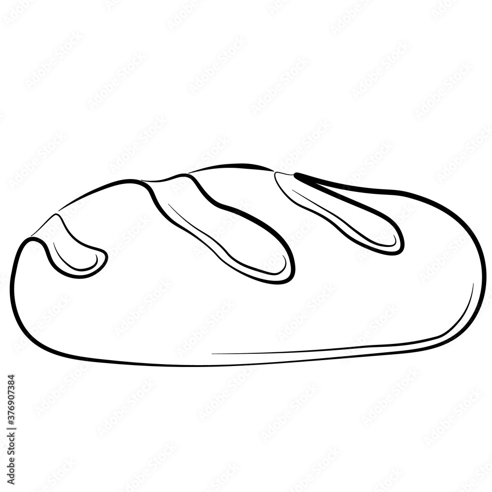 Vector icon Hand drawn loaf of bread isolated on a white background ...