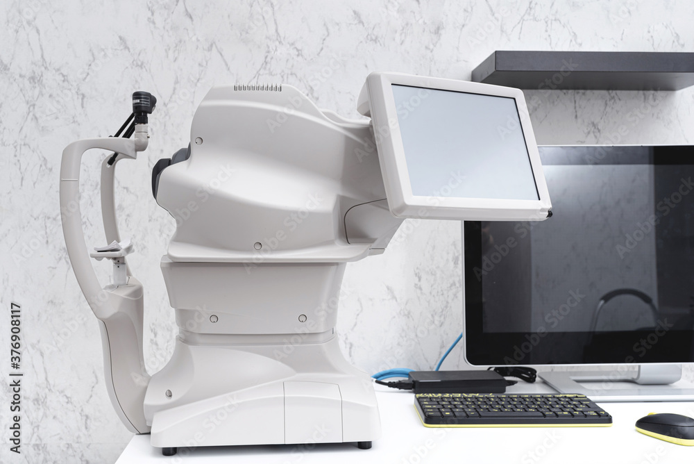 Optical CT scan. Ophthalmology clinic equipment. Diagnosis of vision ...