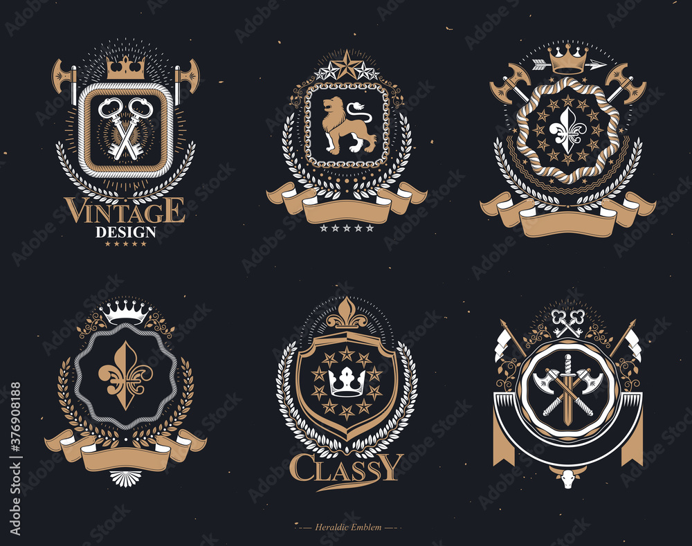 Vector vintage heraldic Coat of Arms designed in award style. Medieval ...