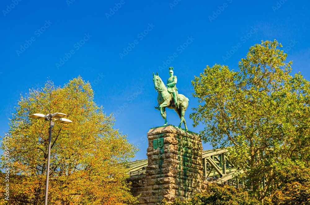 Equestrian Statue of Kaiser Wilhelm II monument on stone pedestal near ...