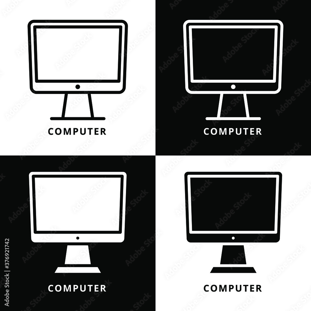 Computer Icon Symbol. Desktop Screen Computer Logo. Monitor Device ...