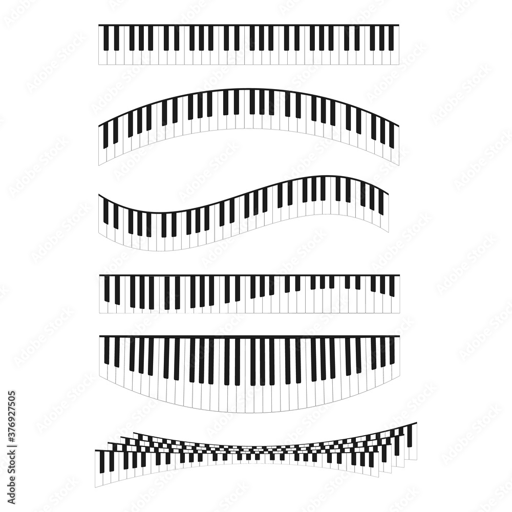 Piano Keyboards Curved Line Different Types Shape Set. Vector Stock ...