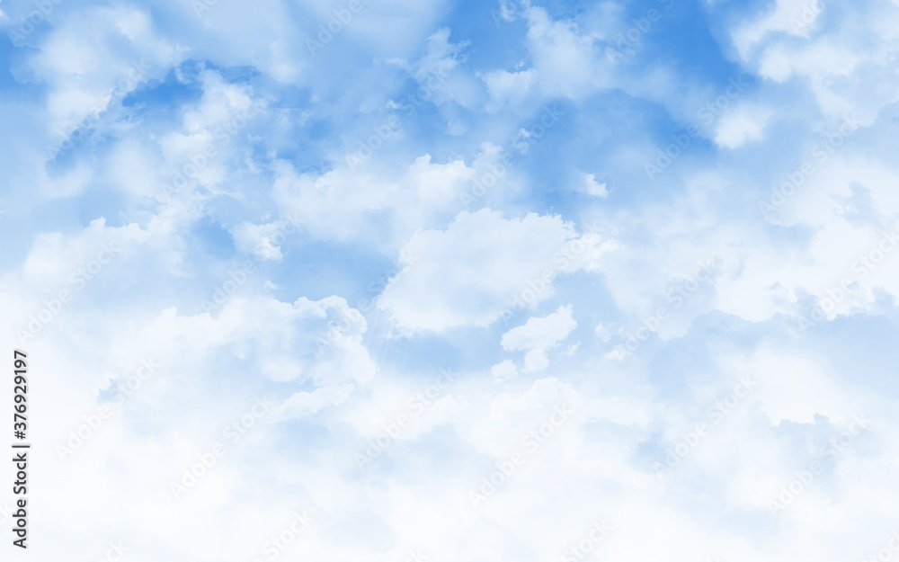 Watercolor illustration cloudy art abstract blue color texture ...