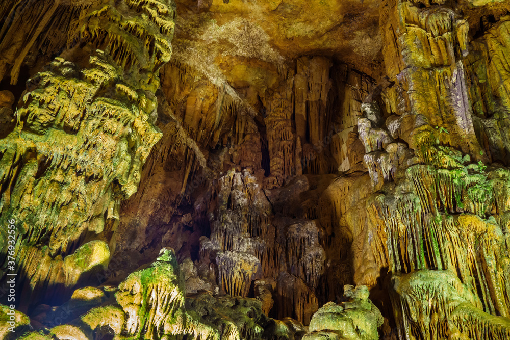 Limestone formations of cave Astim or Asthma, Kizkalesi, Turkey. It's ...