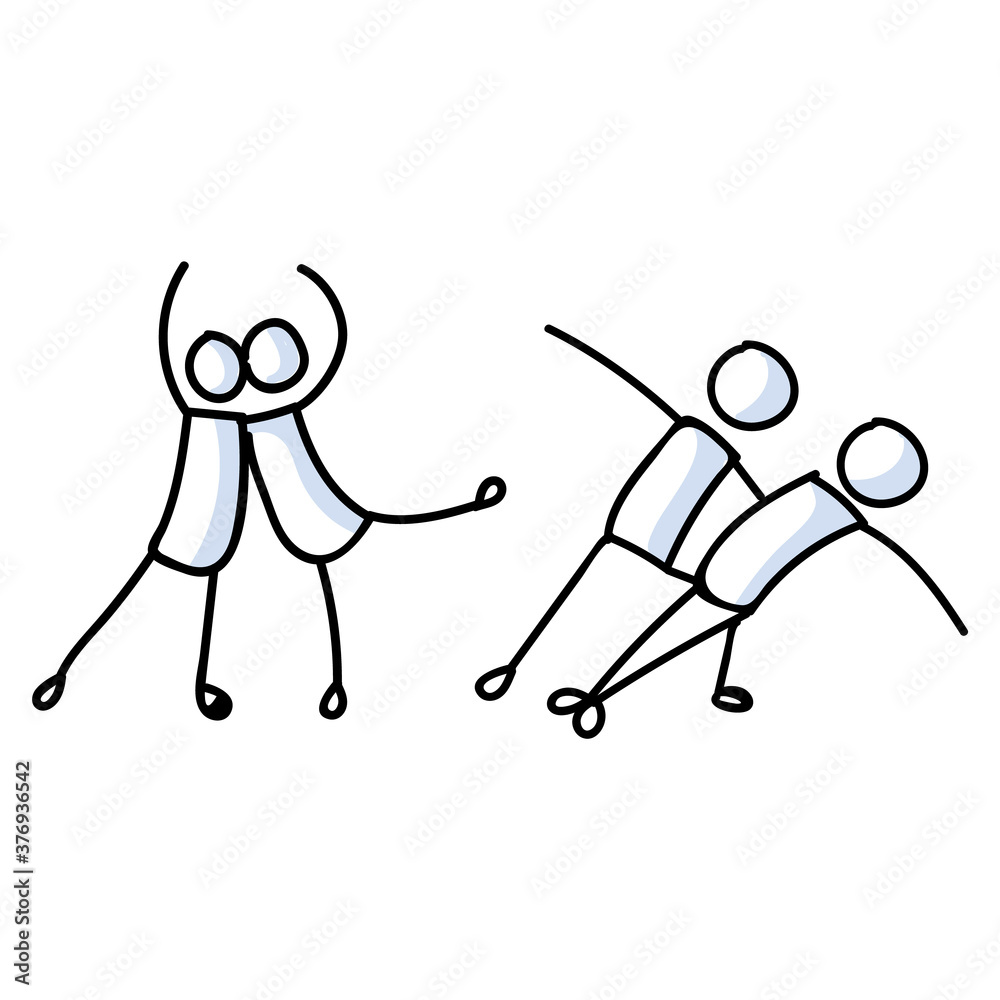 Hand drawn gay men stickman ballet dancer set concept. Simple outline ...