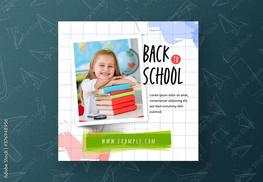 Creative School Social Media Post Layout Stock Template | Adobe Stock